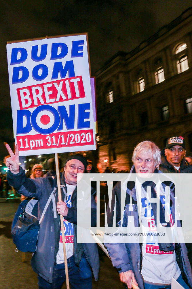 Pro-Brexit supporters celebrate in London on Jan. 31, 2020 - as the UK ...