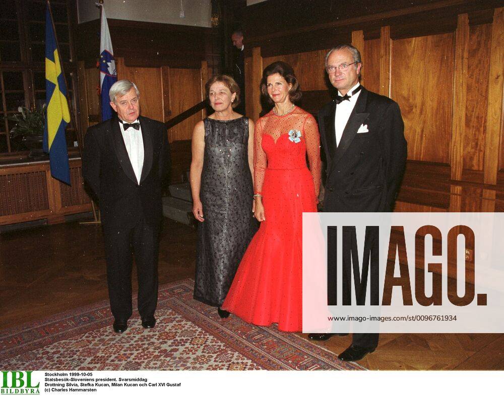 Queen Silvia, Stefka Kucan, Milan Kucan and King Carl XVI Gustaf State visit from Slovenia