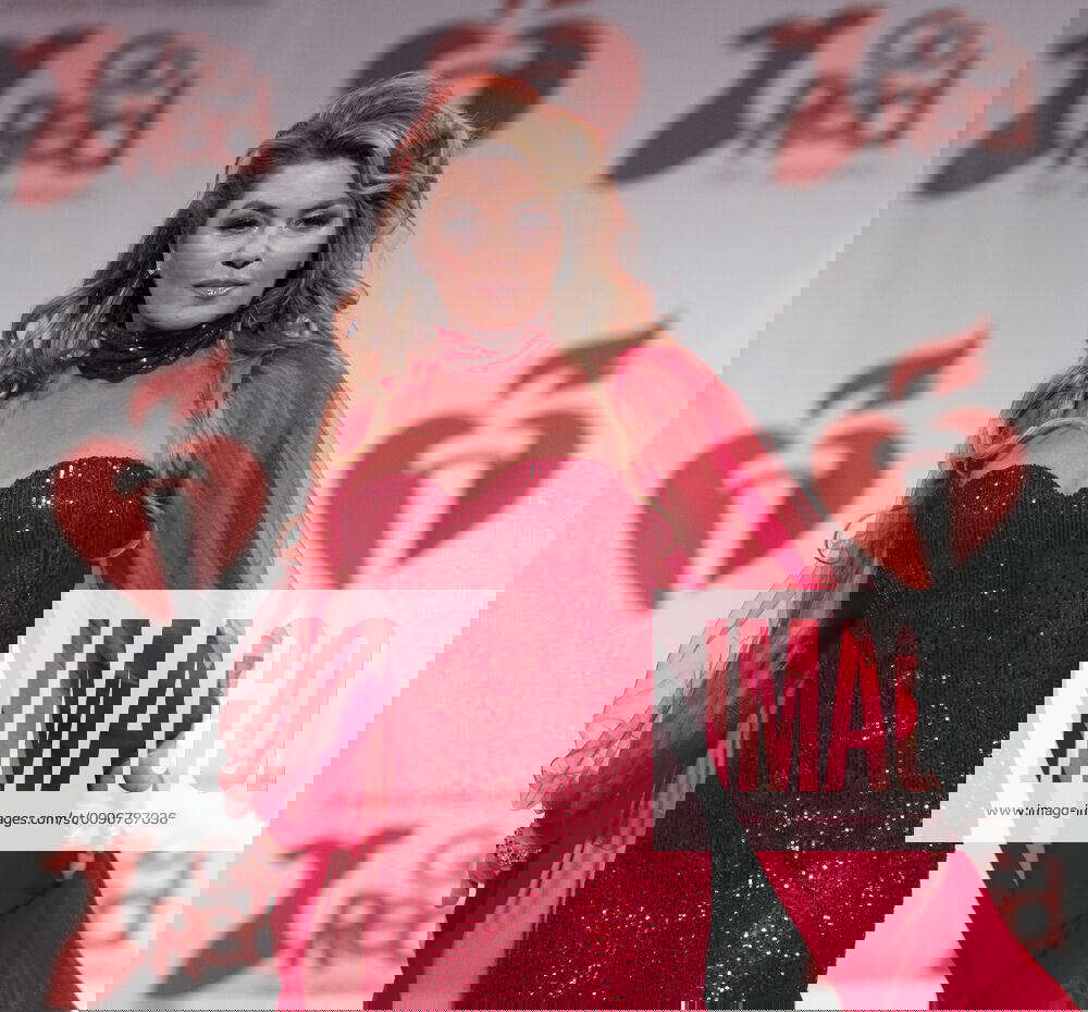 Go Red For Women Red Dress Collection 2020 runway Shania Twain wearing dress by Tony Iniguez walks