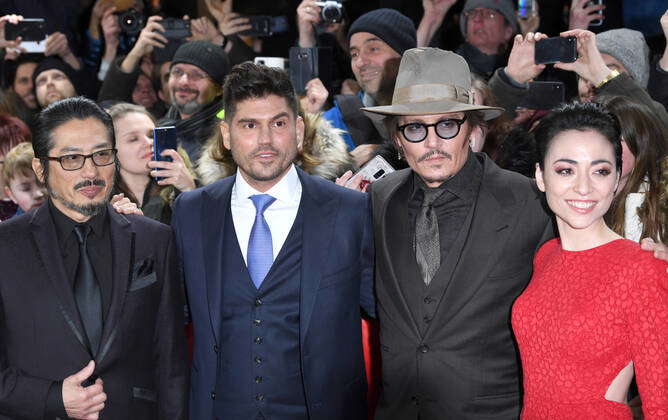 Hiroyuki Sanada, Andrew Levitas, Johnny Depp and Minami attend the ...