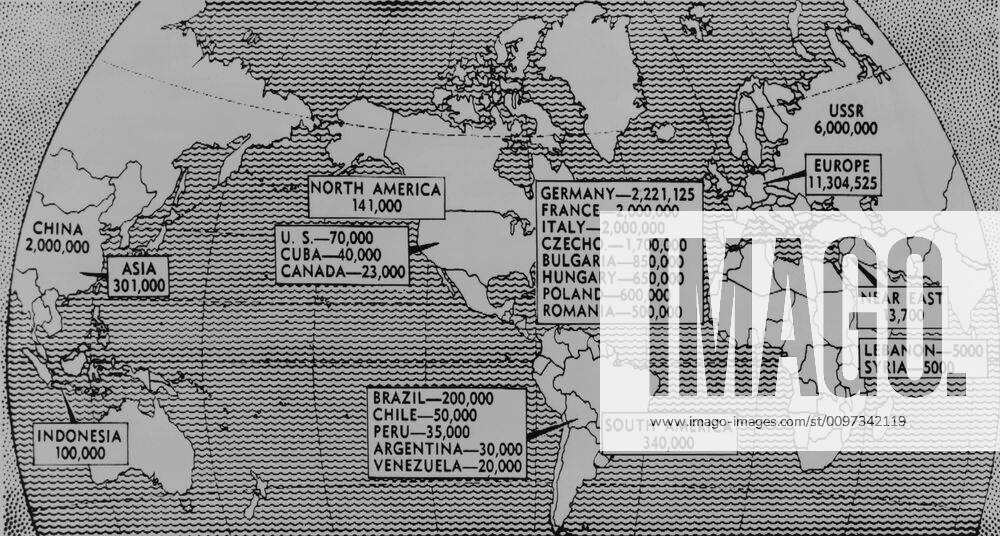 1947 world map showing population of Communist Party members by ...