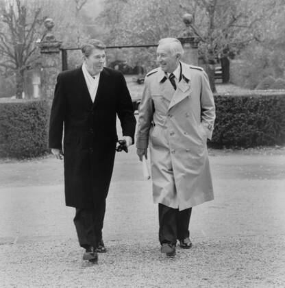 President Ronald Reagan and Donald Regan, Geneva, Switzerland, 1985 ...