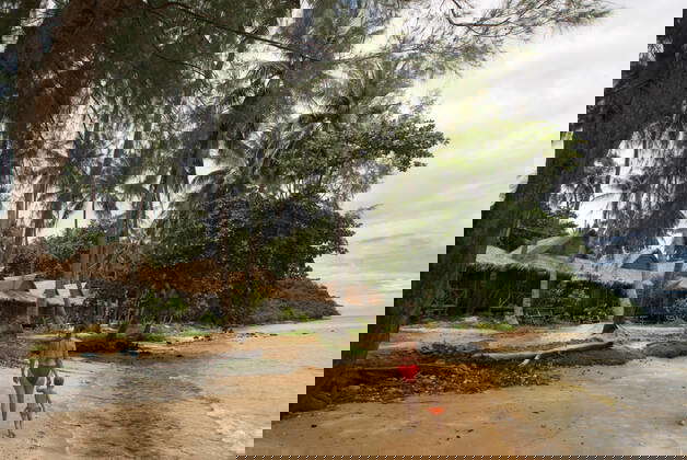 Beach on the island of Koh Russei. Koh Russei, also named Koh Russey or ...