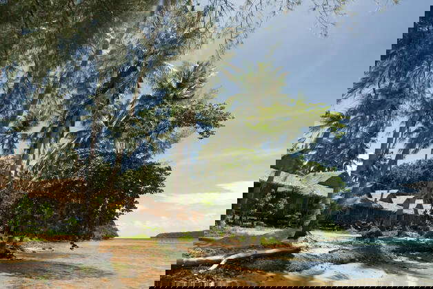 Beach on the island of Koh Russei. Koh Russei, also named Koh Russey or ...