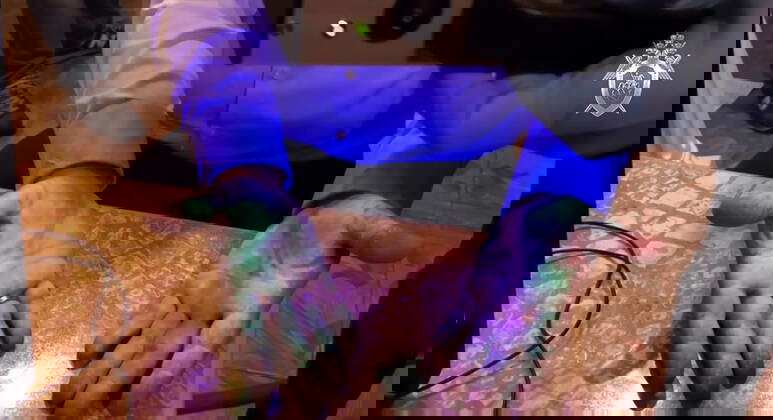 SEVASTOPOL, RUSSIA - : Pictured in this video grab are ink-stained ...