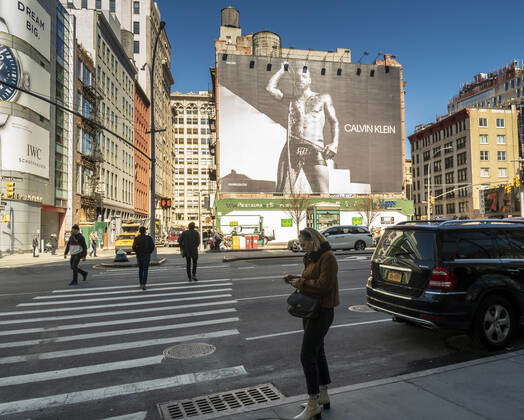 Calvin Klein billboard in New York A Calvin Klein billboard advertising ...