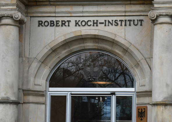 Entrance of the Robert Koch Institute in Berlin Lettering Robert Koch ...