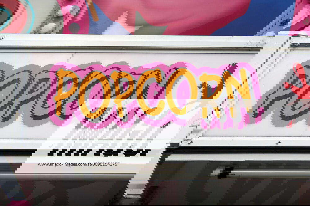 Popcorn Sign Popcorn Sign on carnival refreshment stand Y