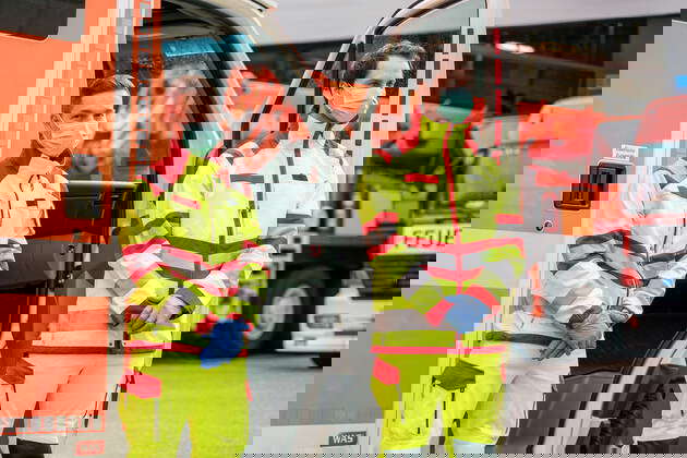 The Cologne Fire Department shows protective equipment and the ...