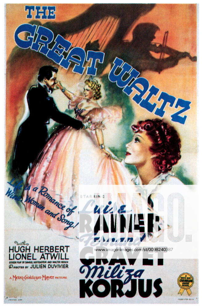 THE GREAT WALTZ, Fernand Gravet, Miliza Korjus, Luise Rainer, 1938 ...