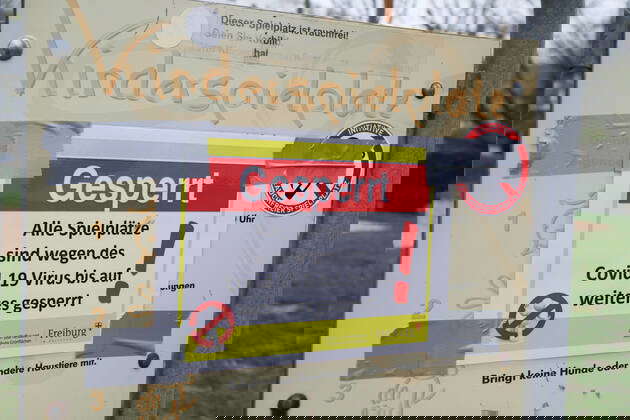 Freiburg Themed picture Playground ban due to coronavirus, corona virus ...