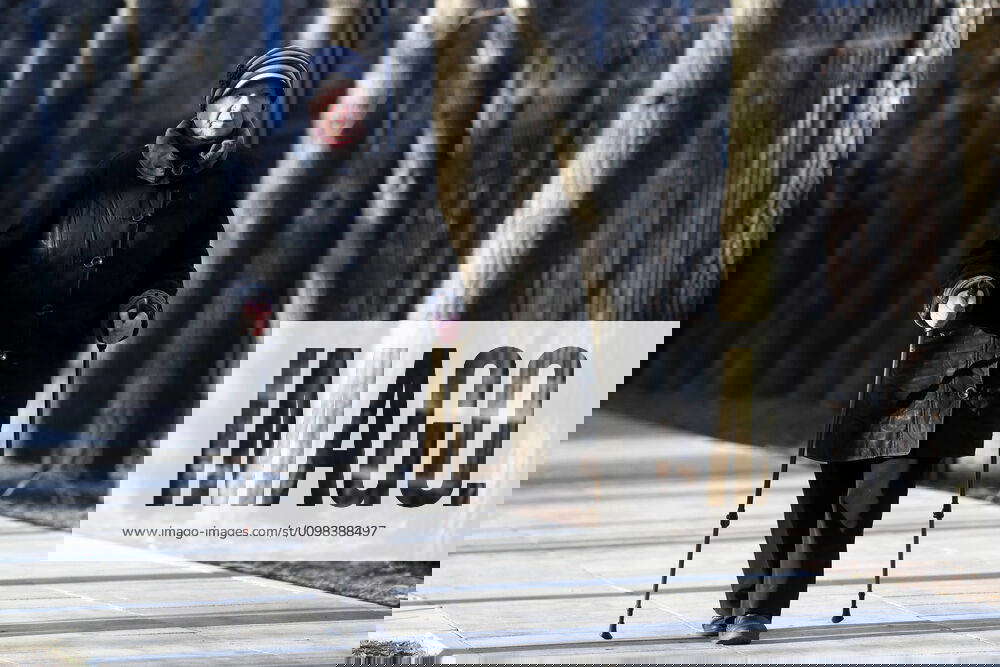 MOSCOW, RUSSIA - : A woman Nordic walking in Severnoye Tushino Park ...