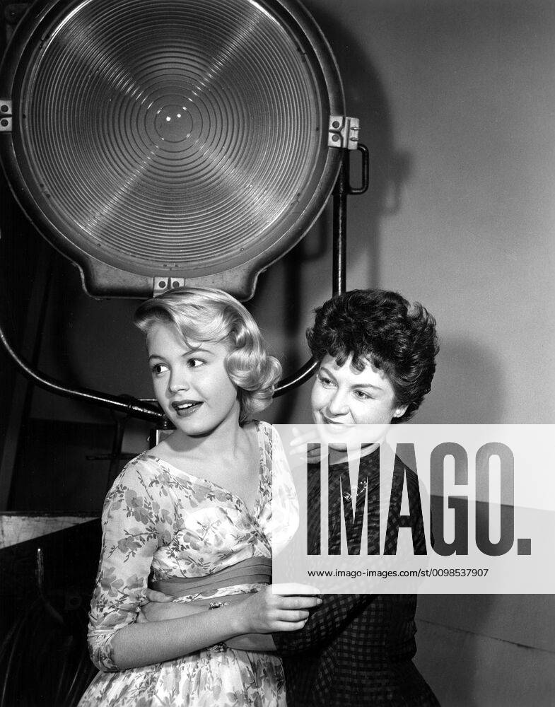 SANDRA DEE with mother MARY DOUVAN on the Universal-International lot ...