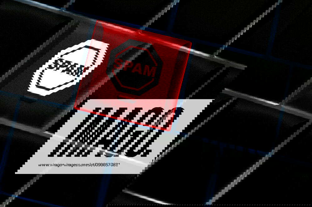 Spam hack concept Spam hack concept with backlit laptop keyboard Y