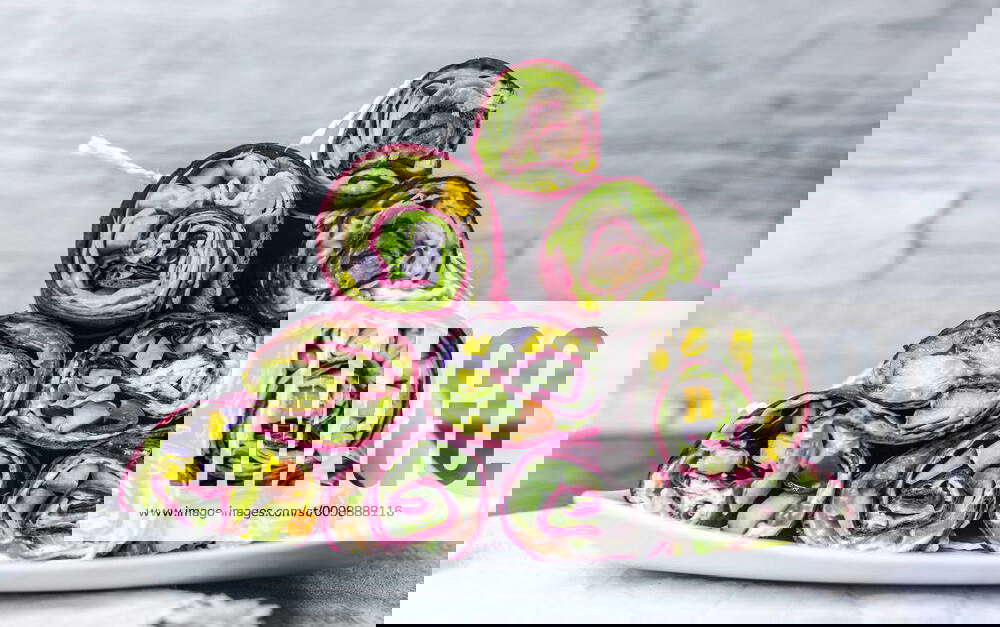 Stack of various ready-to-eat beetroot wraps