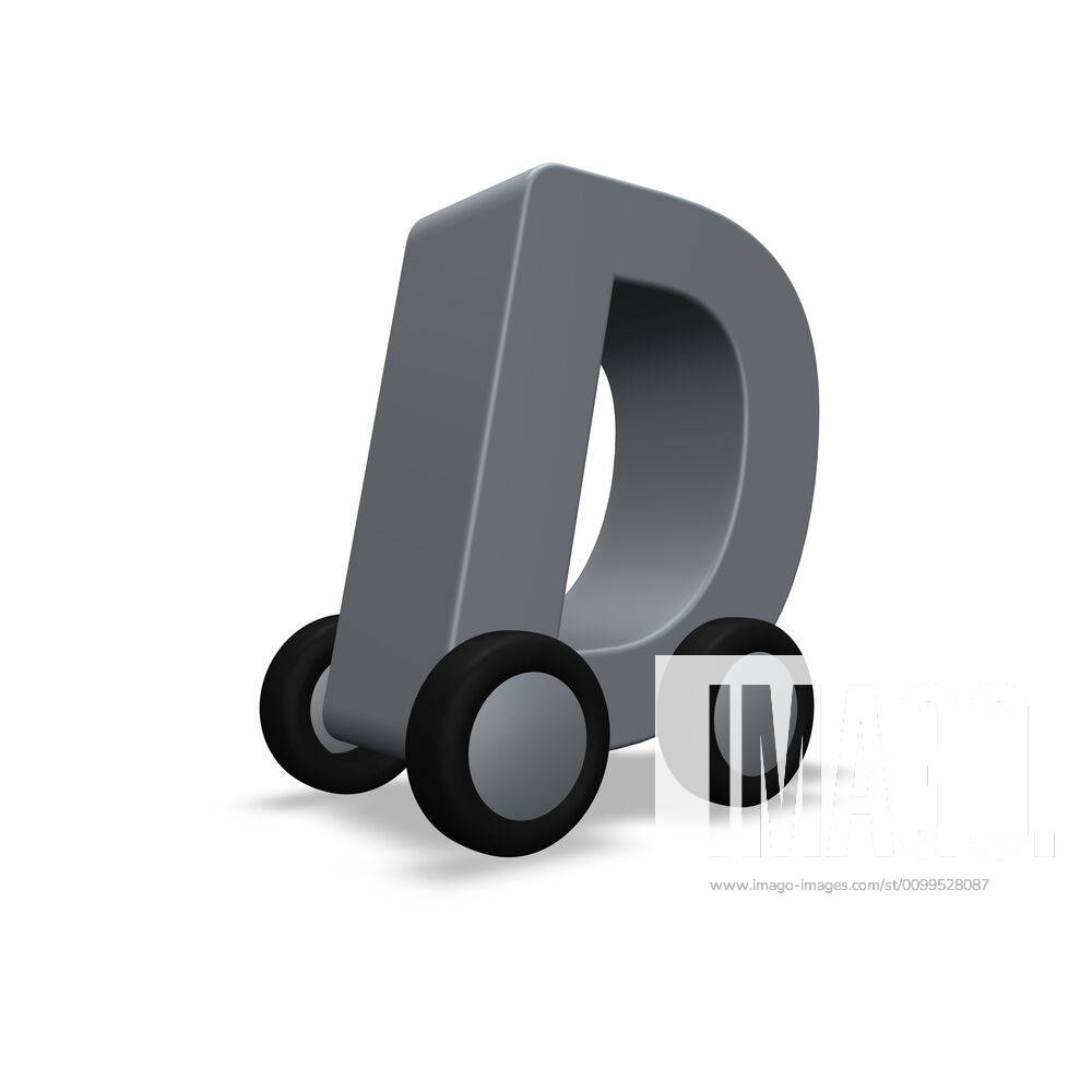 Letter d on wheels the uppercase letter d on wheels - 3d