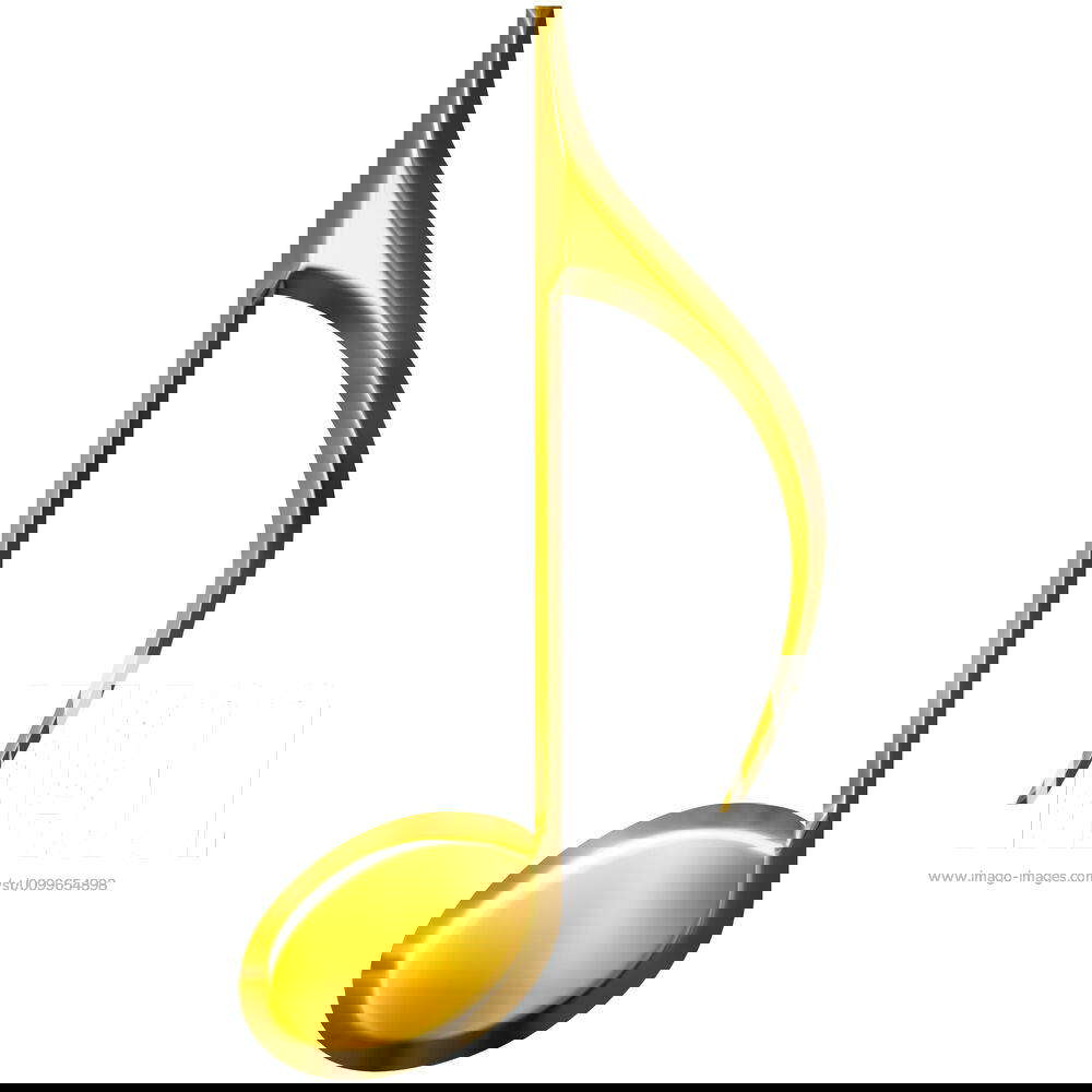 3D Golden Eighth Note 3d golden eighth note isolated in white Y