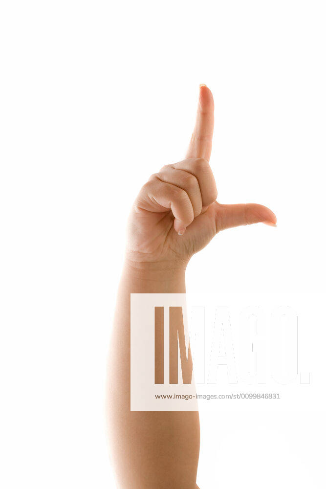 Loser Hand Sign A Hand Holding Up The Loser Sign Or Letter L With Two Fingers Isolated Over White