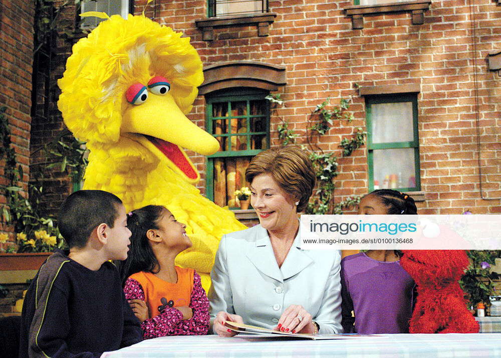 SESAME STREET, Big Bird, First Lady Laura Bush, Elmo, 1969- PBS ...