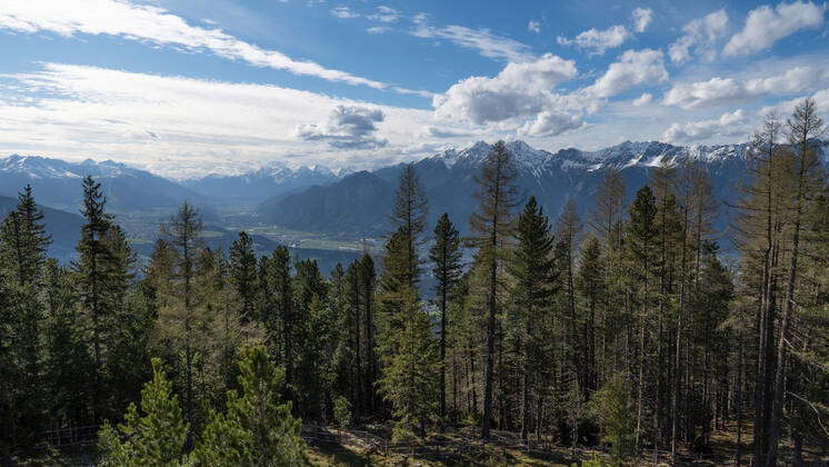 View from the Lanser Alm to the Upper Inn Valley, Lans, Patscherkofel ...