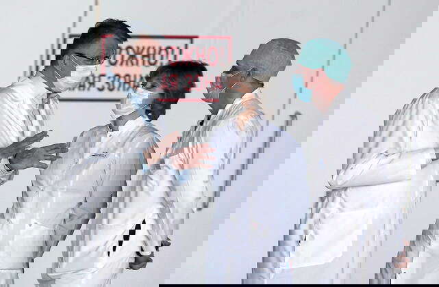 MOSCOW REGION, RUSSIA - : Krasnogorsk Municipal Hospital No 1 chief physician Konstantin Sobolev