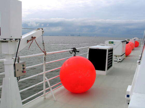 1 boat trip from Emden to Borkum, shipping, German flag, flag, flag ...