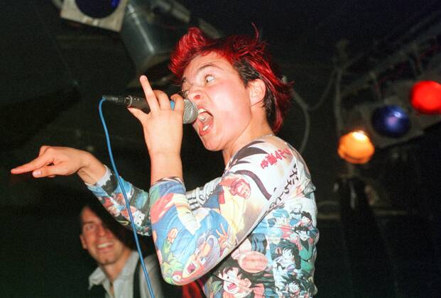 27 Concert Eat No Fish at the Knaack Club, singer Maria Koch with red ...