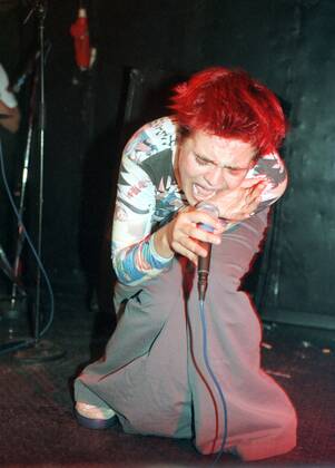 27 Concert Eat No Fish at the Knaack Club, singer Maria Koch with red ...