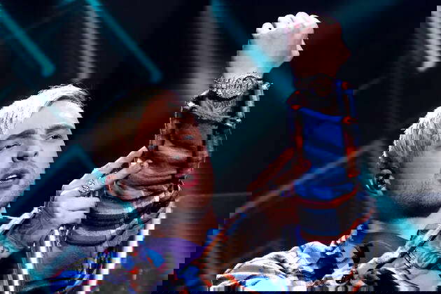 MOSCOW, RUSSIA - : Singer Egor Kreed performs during an online concert ...