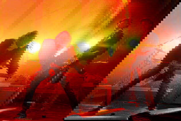 121 Kula Shaker, singer Crispian Mills, bassistAlonza Bevan perform ...