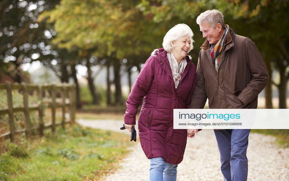 spaziergang,hand halten,zuneigung,seniorenpaar *** walk,holding hands ...