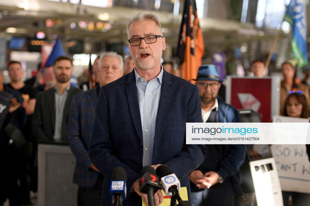 TWU AIRPORT PROTEST SYDNEY, Labor Senator Tony Sheldon speaks during a ...