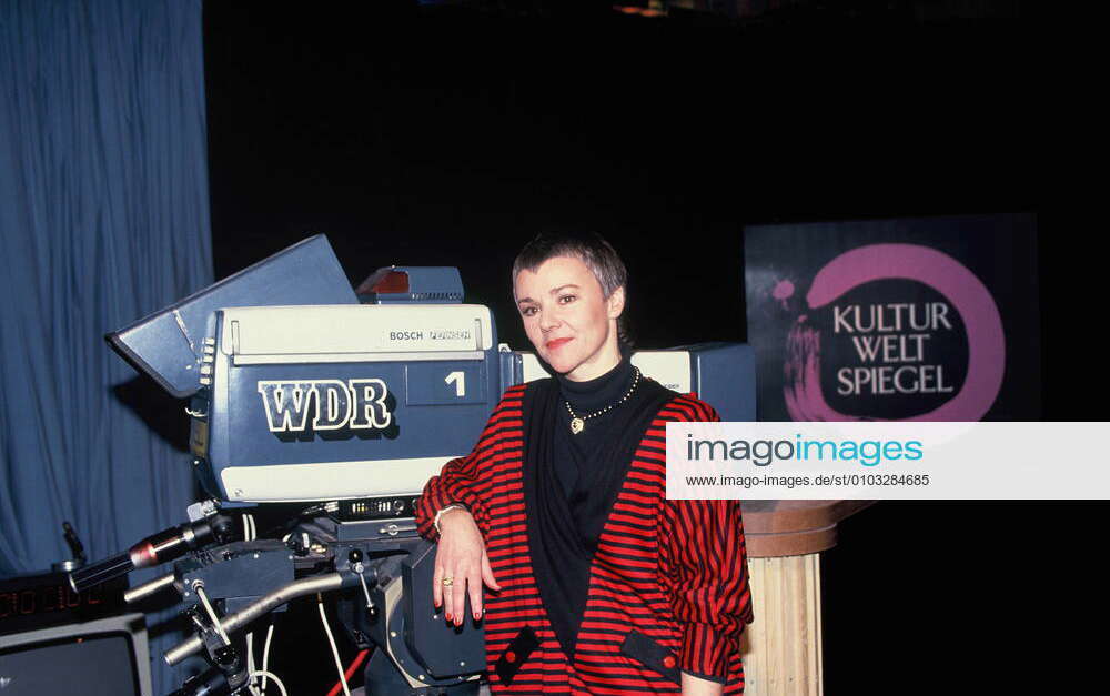 The journalist Gabriele Krone Schmalz poses in front of the logo of the ...