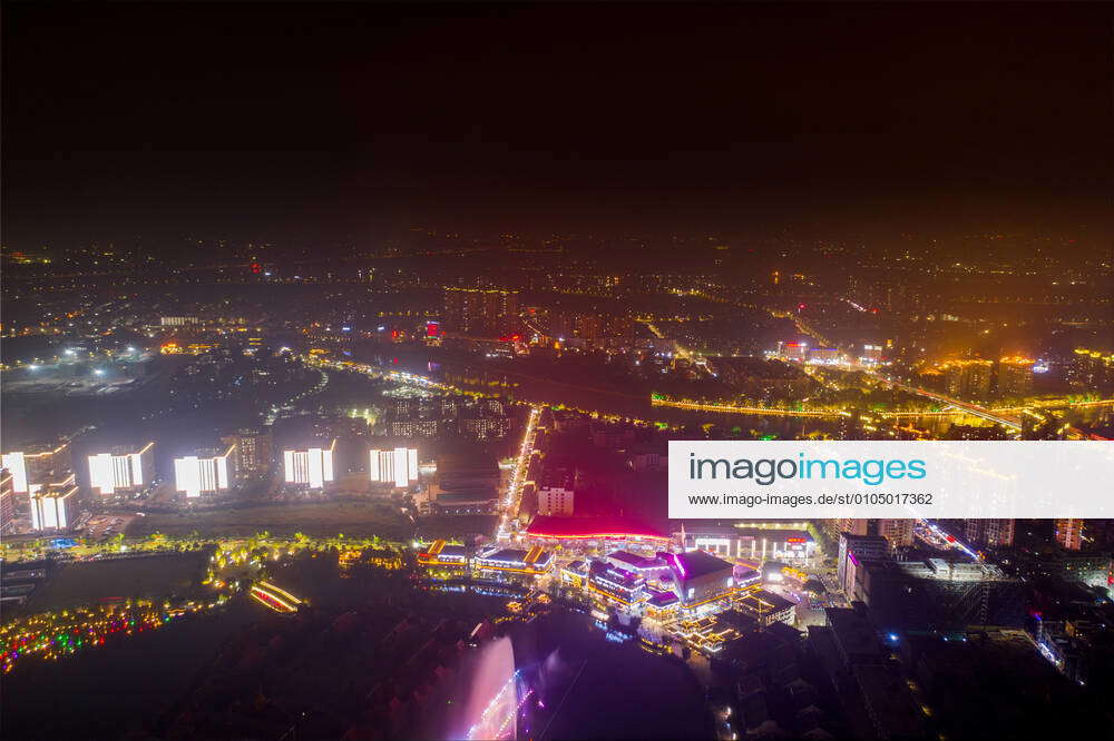 Aerial shooting of night view of Mayong Town, Dongguan, Guangdong Province