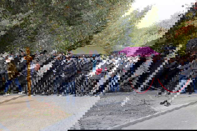 MOSCOW, RUSSIA - : People attend a funeral of Russian neo-Nazi activist ...