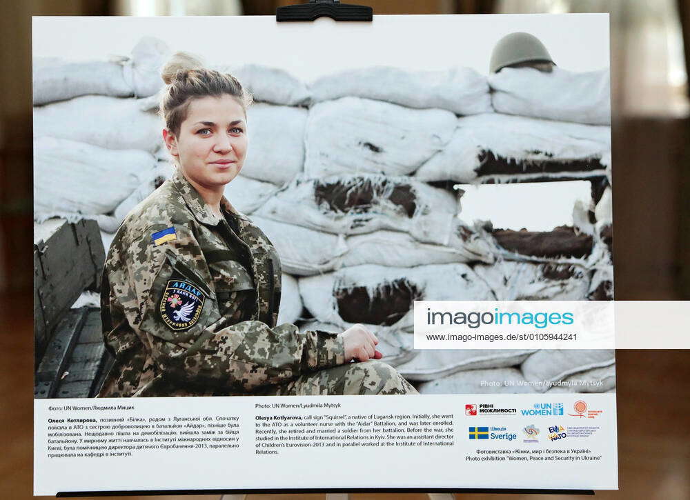 KYIV, UKRAINE - The photo shows Olesya Kotlyarova who joined the anti ...