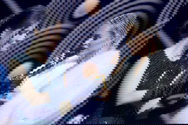 MOSCOW, RUSSIA - : Singer Hanna performs at the 2020 Golden Gramophone ...