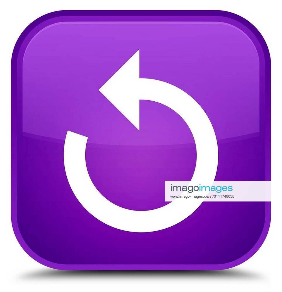 Refresh arrow icon isolated on special purple square button abstract ...