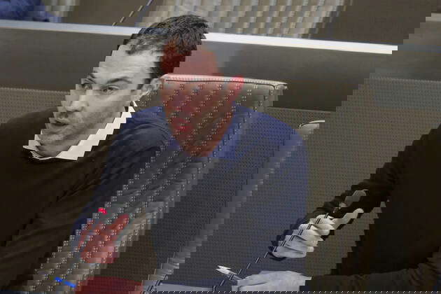 Groen s Stijn Bex pictured during a plenary session of the Flemish ...