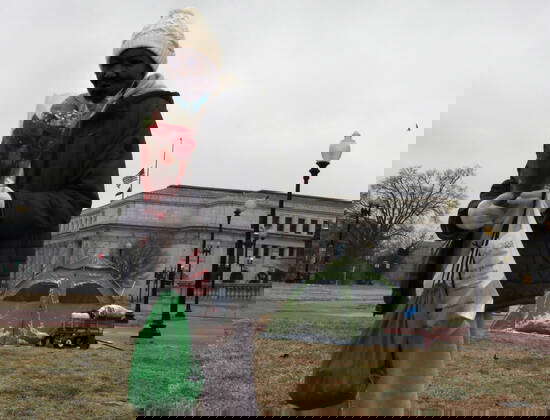 Washington, DC, USA: A homeless lady who called herself Putin brings ...