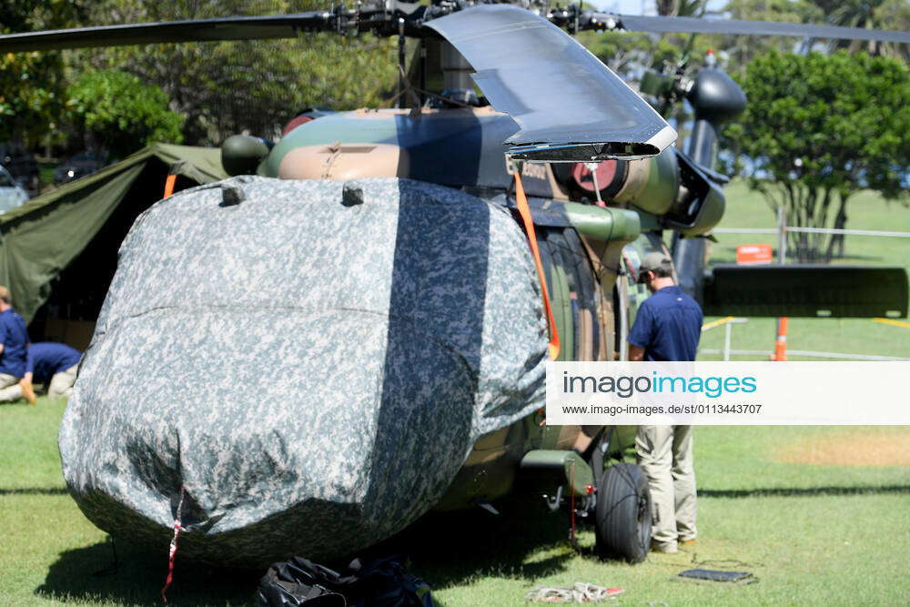 BLACK HAWK EMERGENCY LANDING, A damaged rotor blade is seen on an ...
