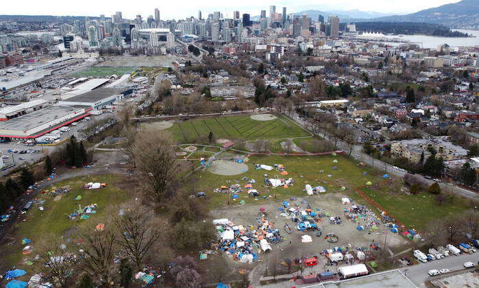 Vancouver, BC, Canada: A homeless camp is pictured in Strathcona Park ...