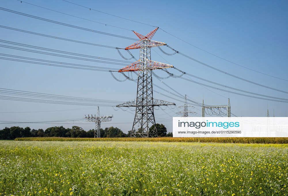 Grid expansion Newly installed electricity pylons with 380 KV lines The ...