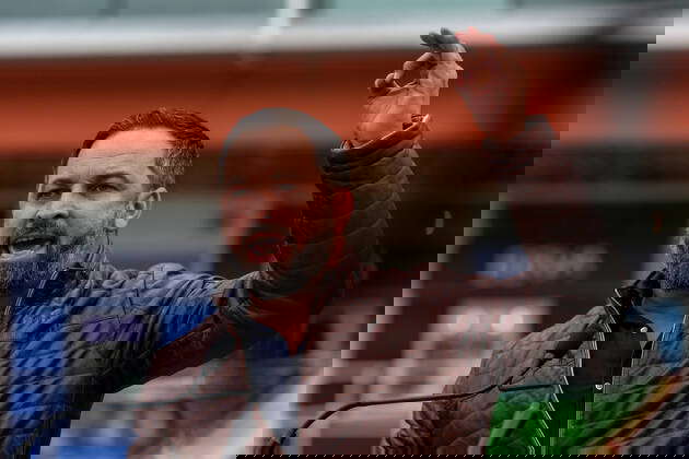 The leader of Vox, Santiago Abascal, makes an intervention in the ...