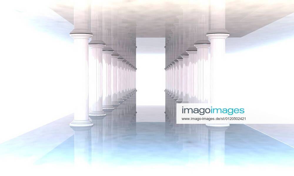 Classical colonnade with arcades and columns, the way to paradise ...