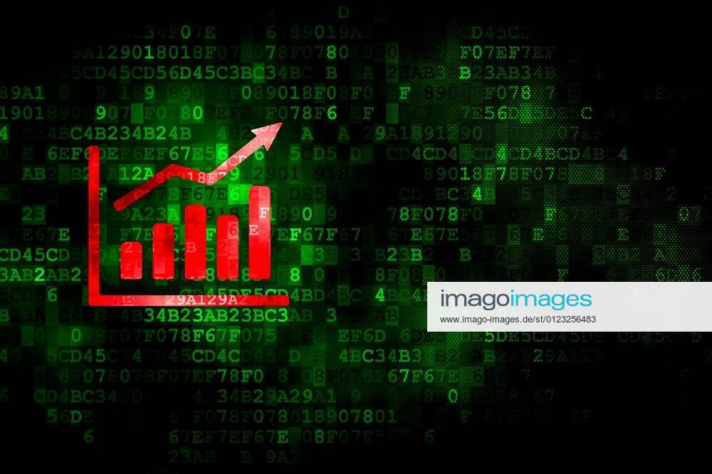 Advertising concept: pixelated Growth Graph icon on digital background ...