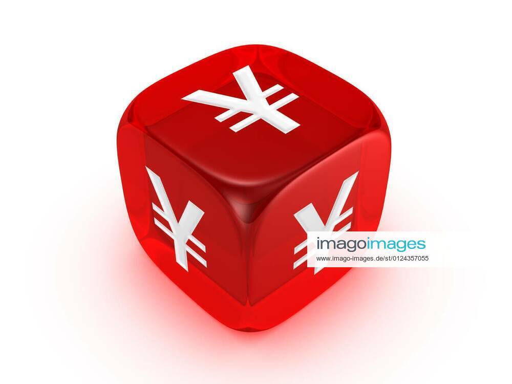 Translucent red dice with yen sign