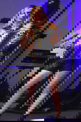 Claudia Hinker from Die Granaten live at the Burning Lederhose Festival ...