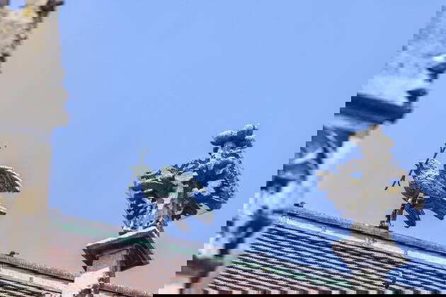 The sparrow on the roof of Ulm Cathedral is a symbol of the city of Ulm ...