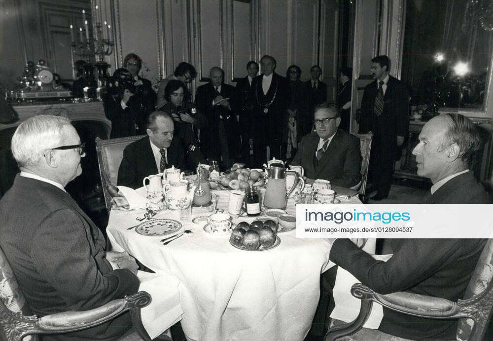 Feb. 19, 1975 - France - Left to right: US Ambassador to Paris KENNETH ...